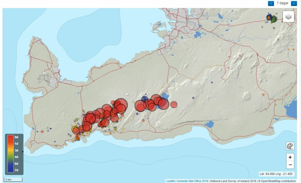 MJÖG ÖFLUG JARÐSKJÁLFTAHRINA Á REYKJANESSKAGA- SÁ STÆRSTI M 5,7 | Eldgos.is